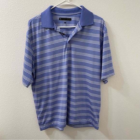Pebble Beach | Shirts | Pebble Beach Striped Blue Polo Medium | Poshmark